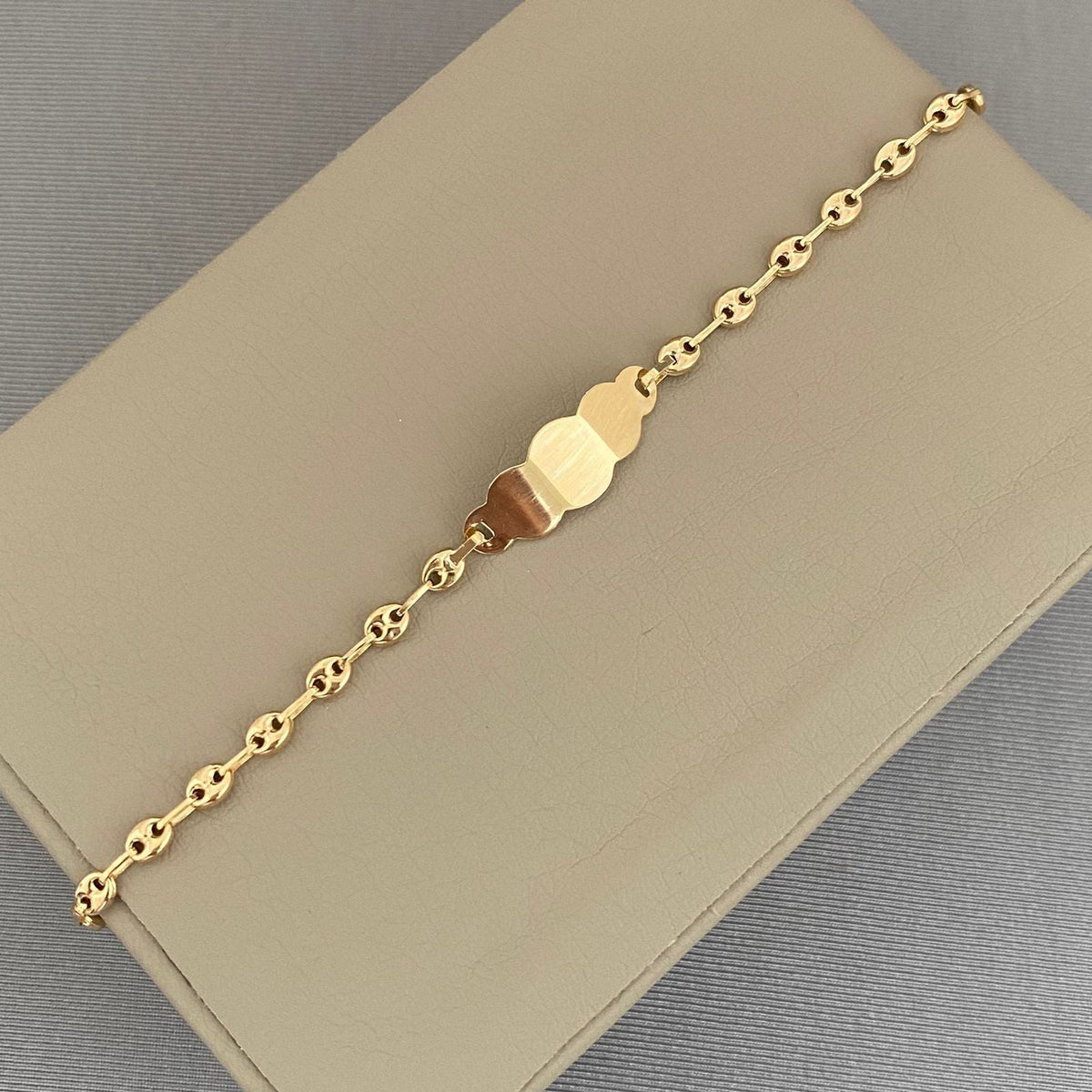 PULSO BEBÉ GC PLACA NUBE BROCHE 0,3 ORO AMARILLO 18K +1 / 2 GR / 16 CM ...